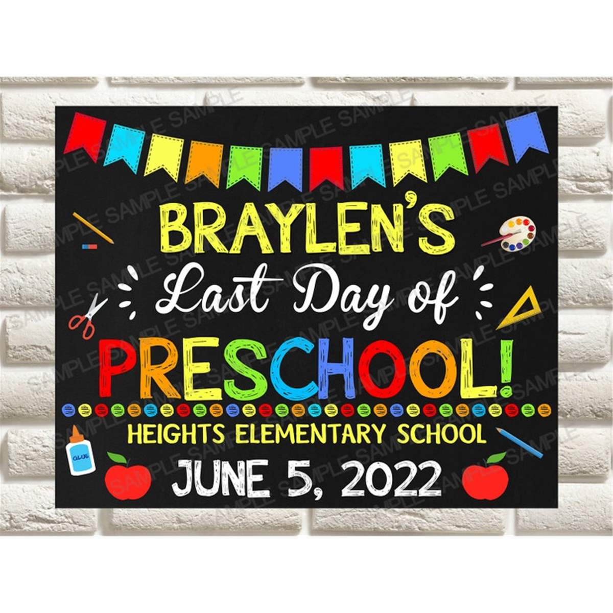 Last Day of Preschool Sign, Last Day of Preschool Chalkboard - Inspire ...