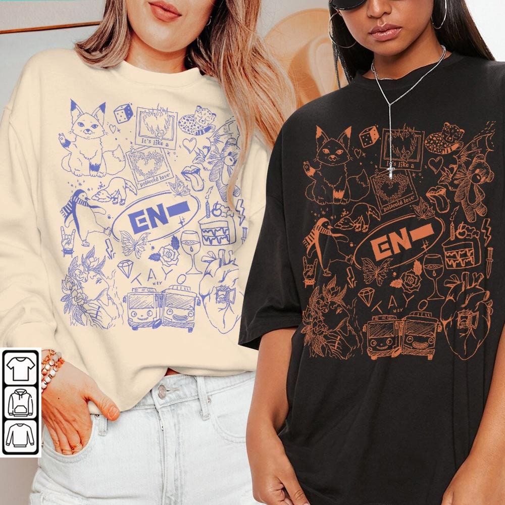 ENHYPEN Kpop Doodle Art Shirt, Vintage ENHYPEN Merch Tee Gra - Inspire ...