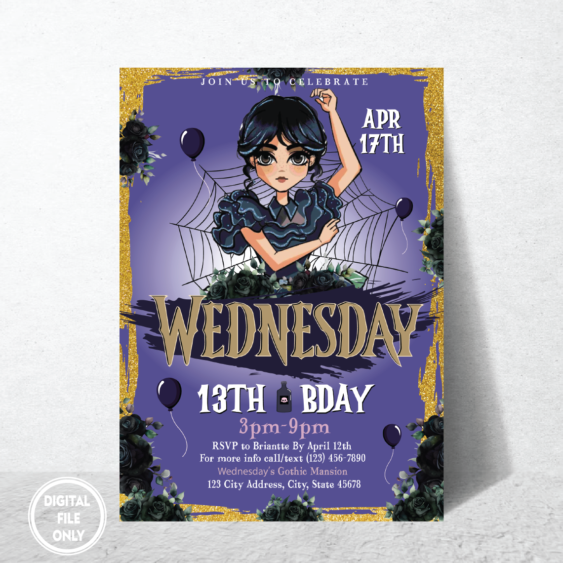 Personalized File Wednesday Birthday Invitation Party Invite | Inspire ...
