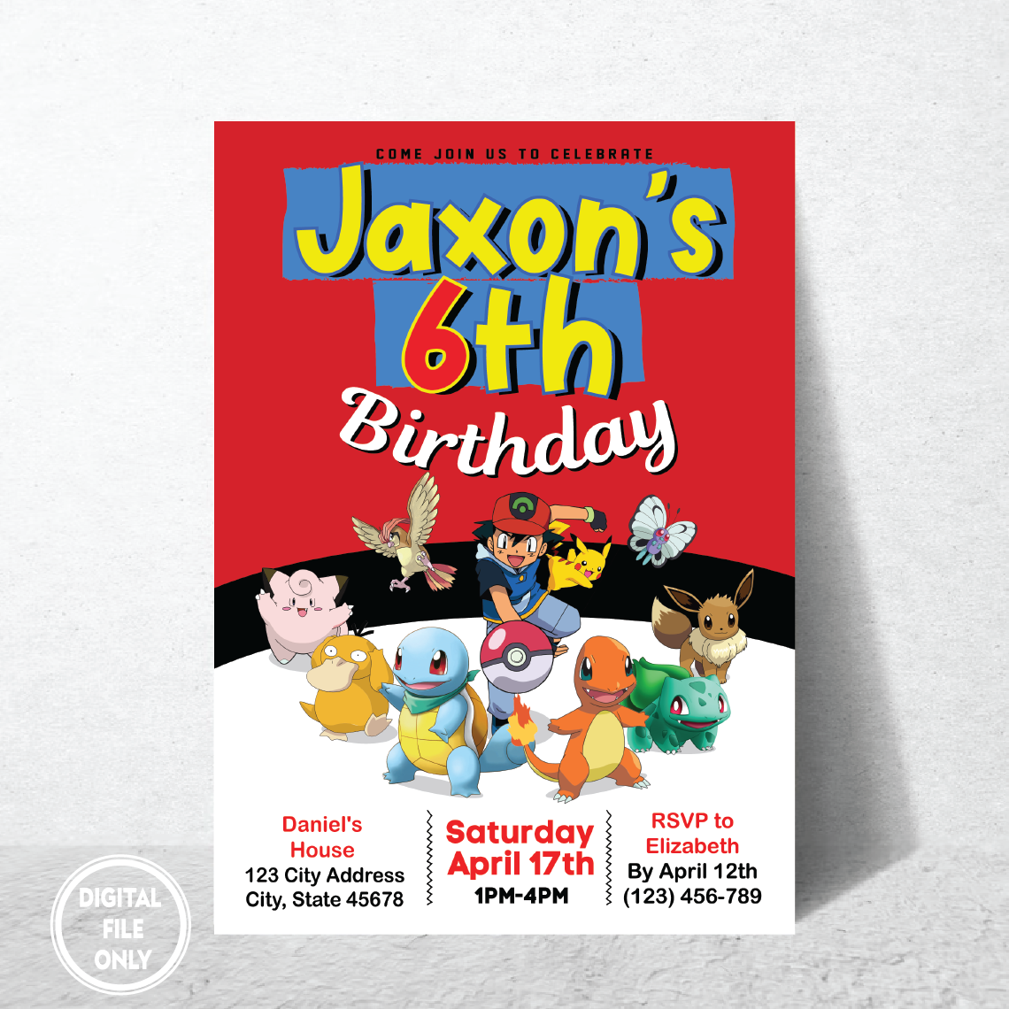 Personalized File Pokemone Birthday Invitation, Pokemon Birt - Inspire ...
