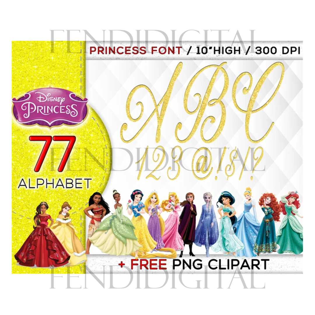 Disney Princess Alphabet Png, Princess Font Png, Gold Glitte | Inspire ...