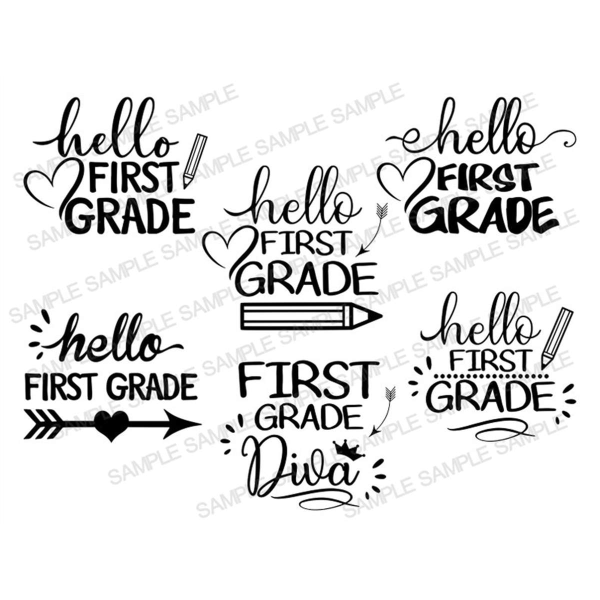 Hello First Grade SVG, Back to School 1st Grade SVG, Back to | Inspire ...