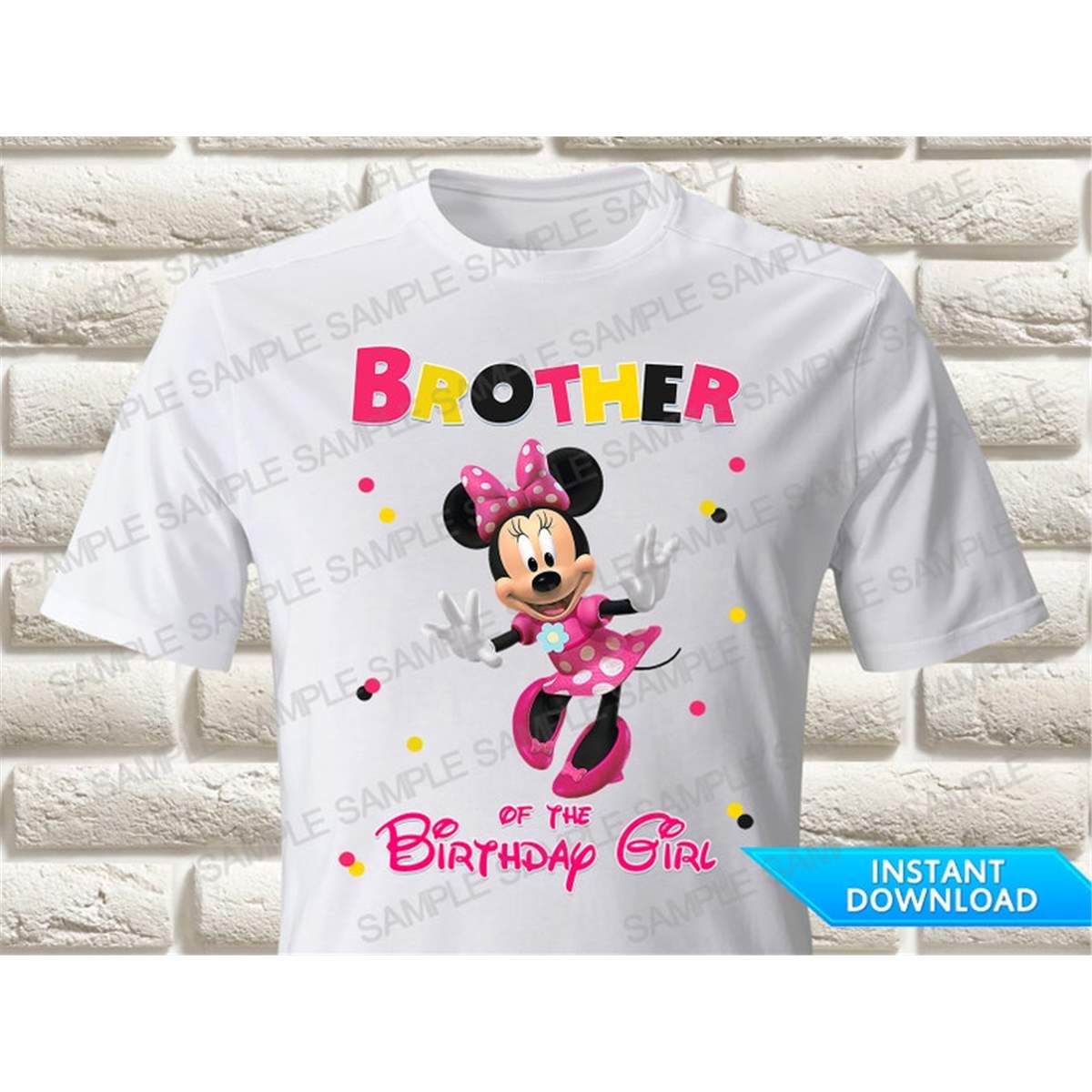 Minnie Mouse Brother of the Birthday Girl Iron On Transfer, | Inspire ...