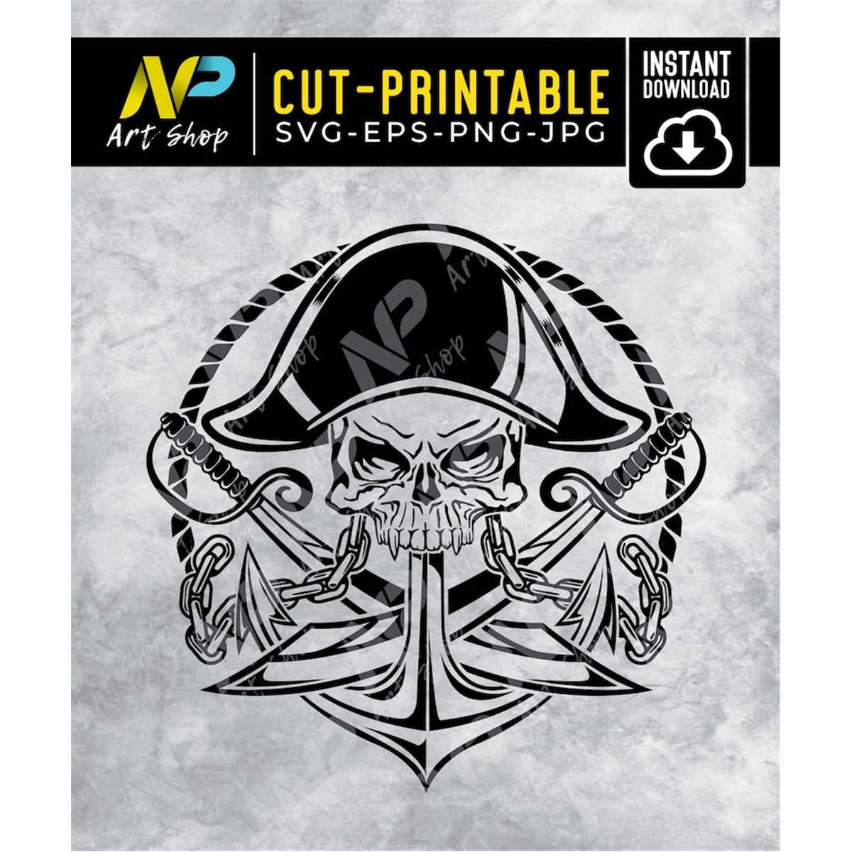 Pirate svg, Flag Crossbones Jolly Roger Pirates Skull and Bo - Inspire ...