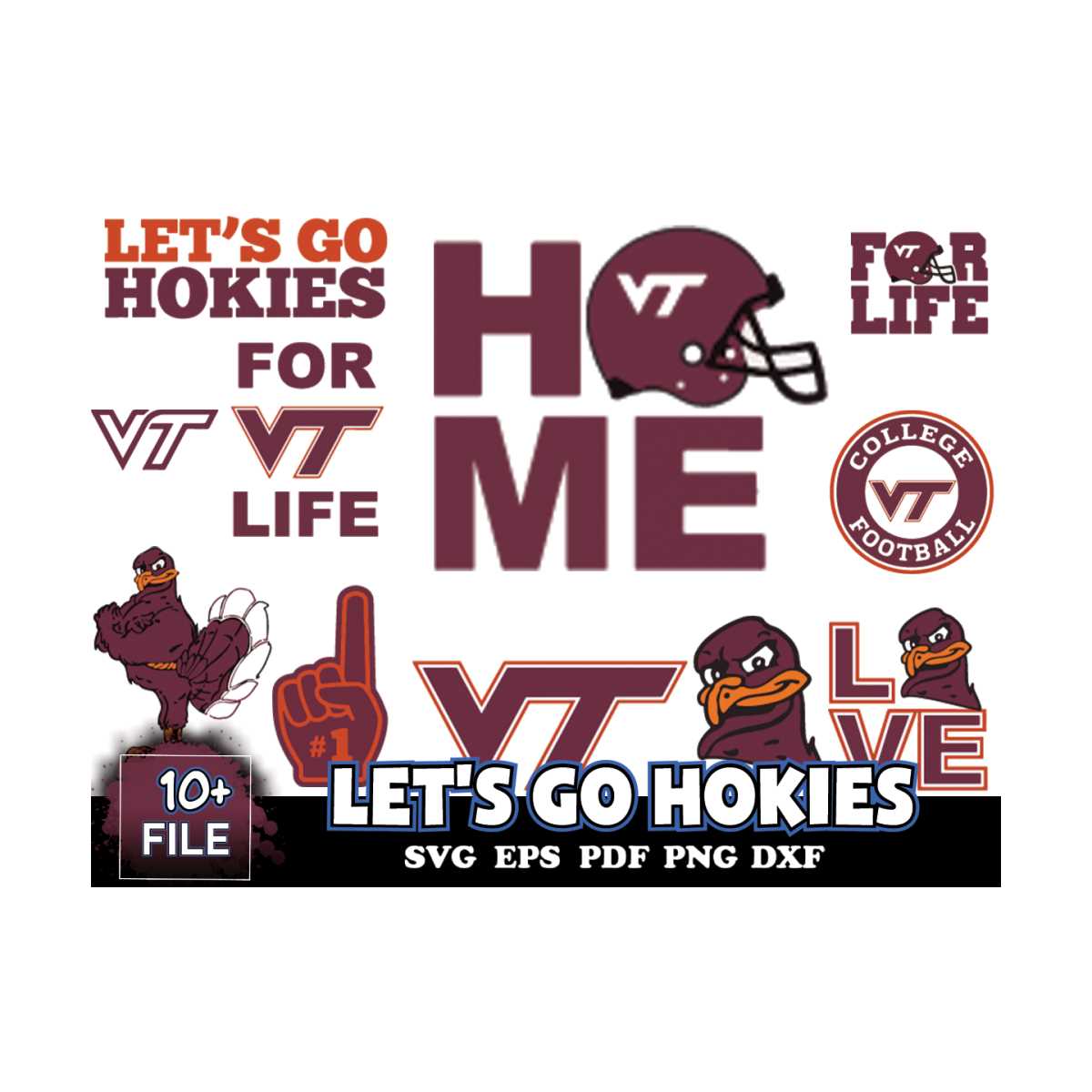 10 FILE LET'S GO HOKIES Svg Bundle | Inspire Uplift