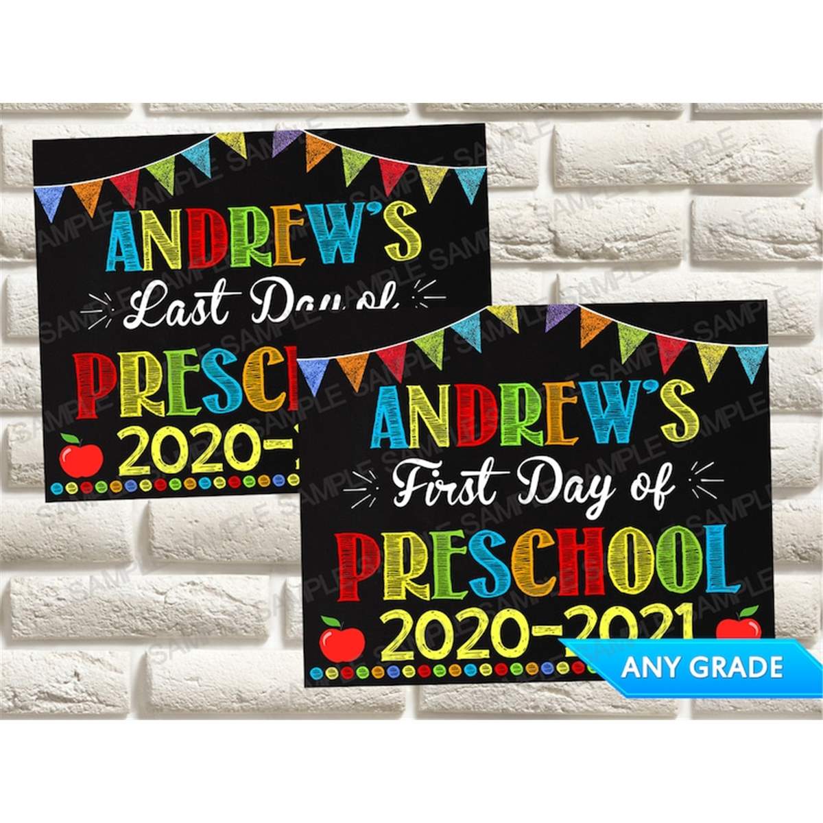 First Day and Last Day of Preschool Chalkboard Sign, First d - Inspire ...