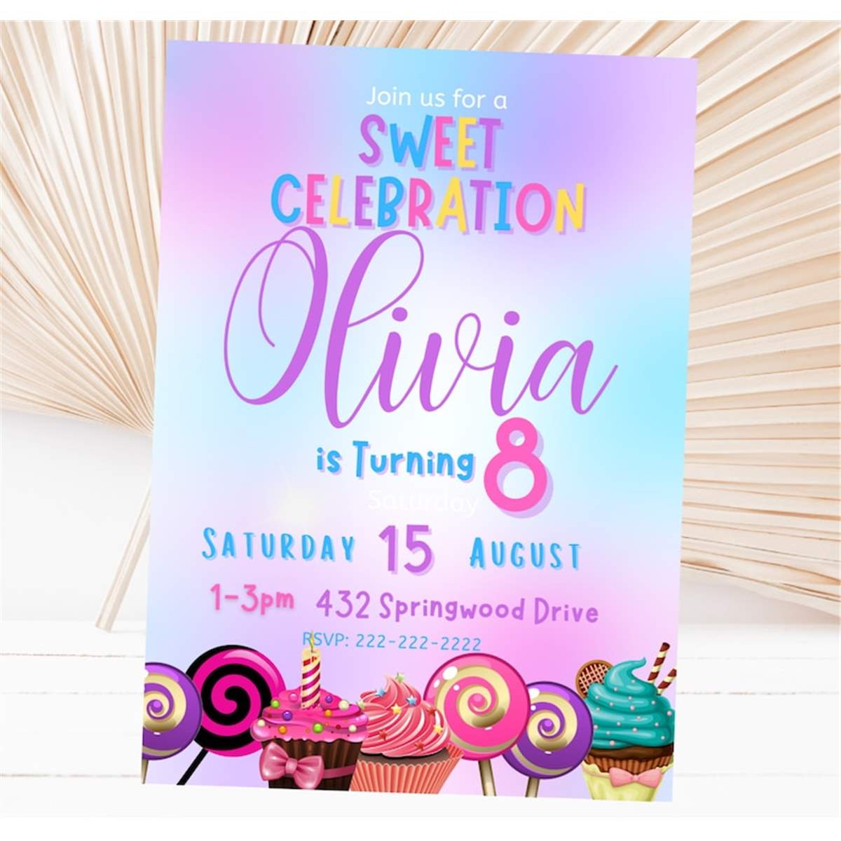 Editable Sweet Celebrations Birthday Invitation, Sweets Cand - Inspire ...