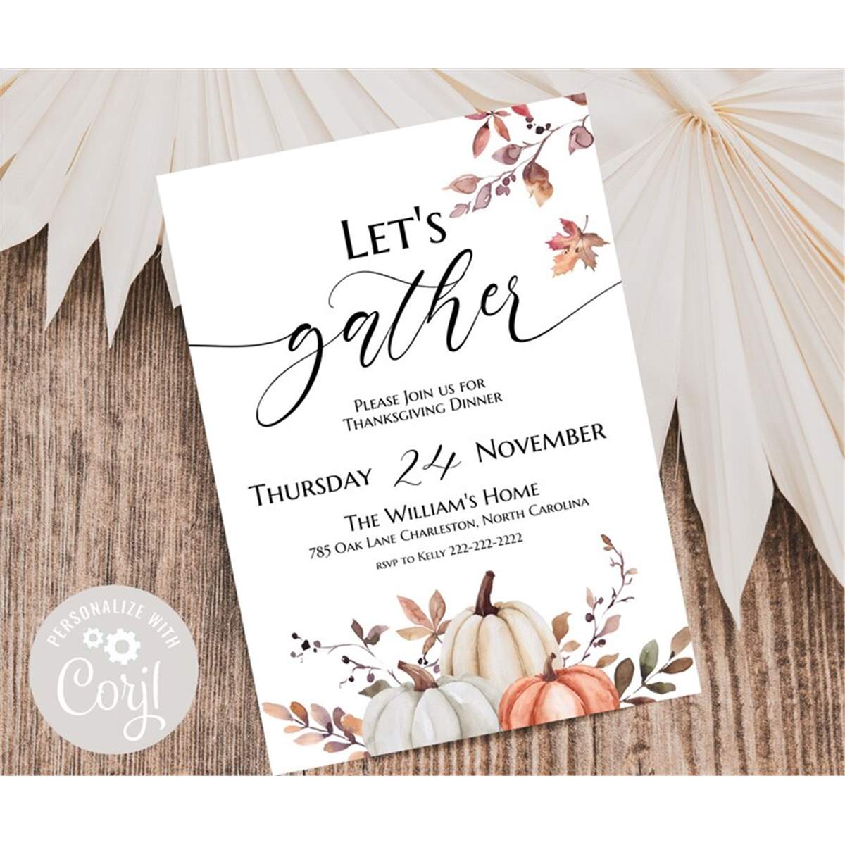 Editable Thanksgiving Invitation, Thanksgiving Template, Let - Inspire ...