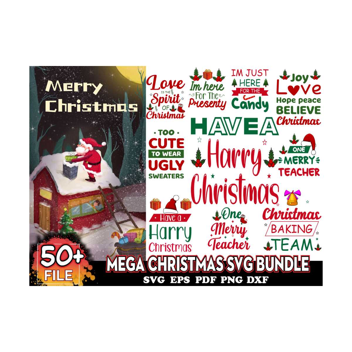 50 Designs Mega Christmas Svg Bundle, Christmas Svg, Xmas Sv | Inspire ...