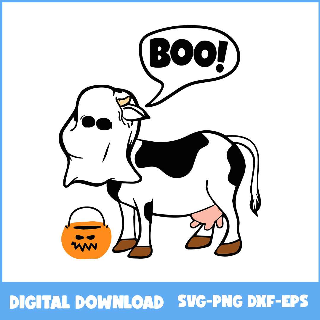 Halloween Cow Ghost Costume Cute Boo Svg, Cow Ghost Svg, Gho - Inspire ...