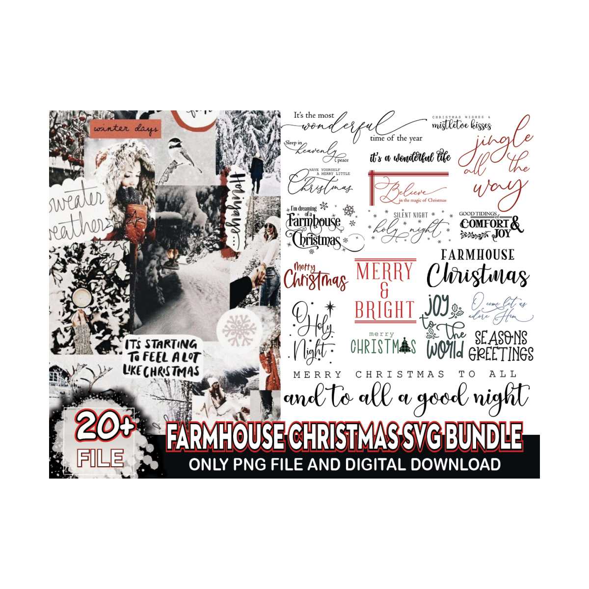 Farmhouse Christmas Svg Bundle, Christmas Svg, Farmhouse Sig | Inspire ...