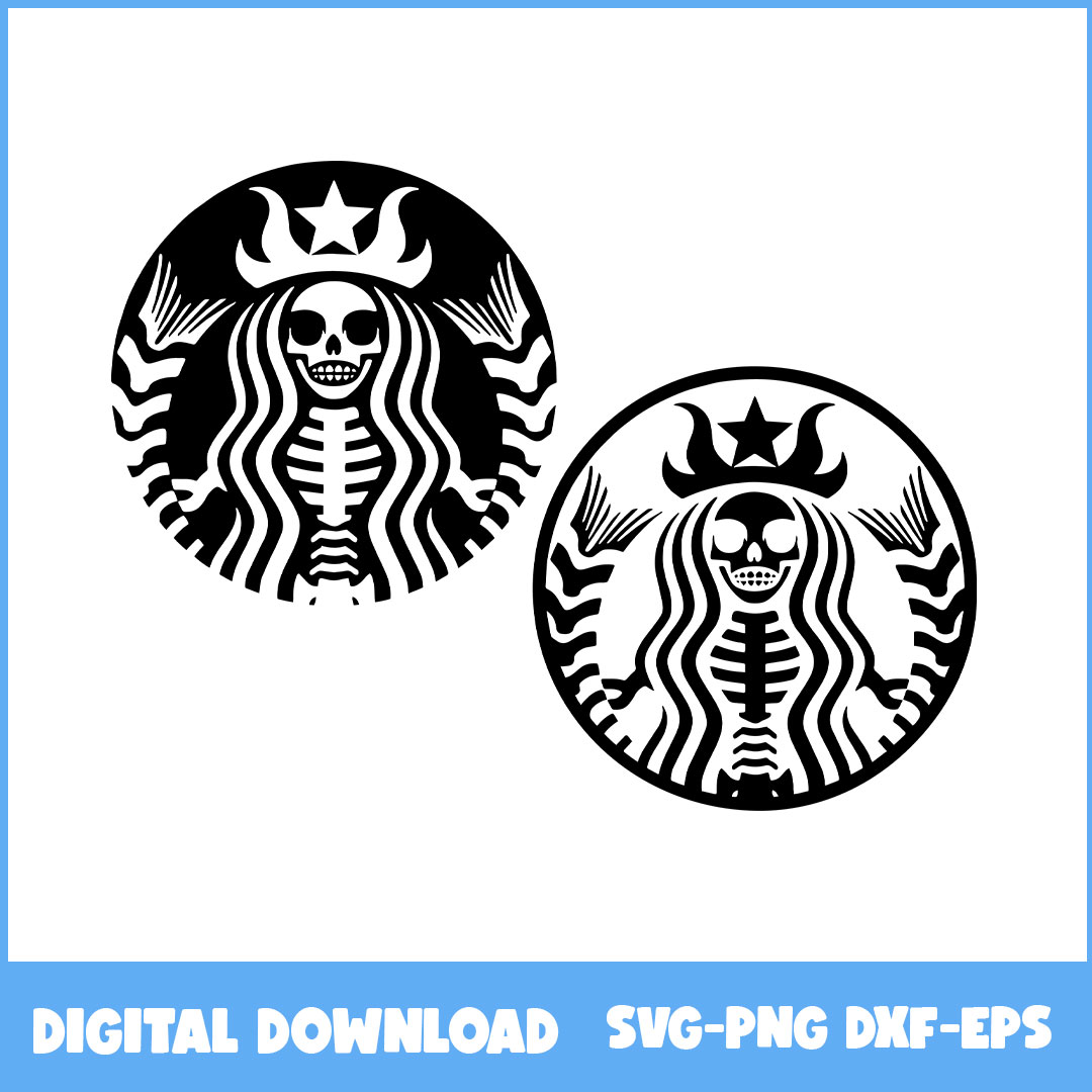 Starbucks Skeleton Logo Halloween Pennywise Svg, Starbucks Horror Logo