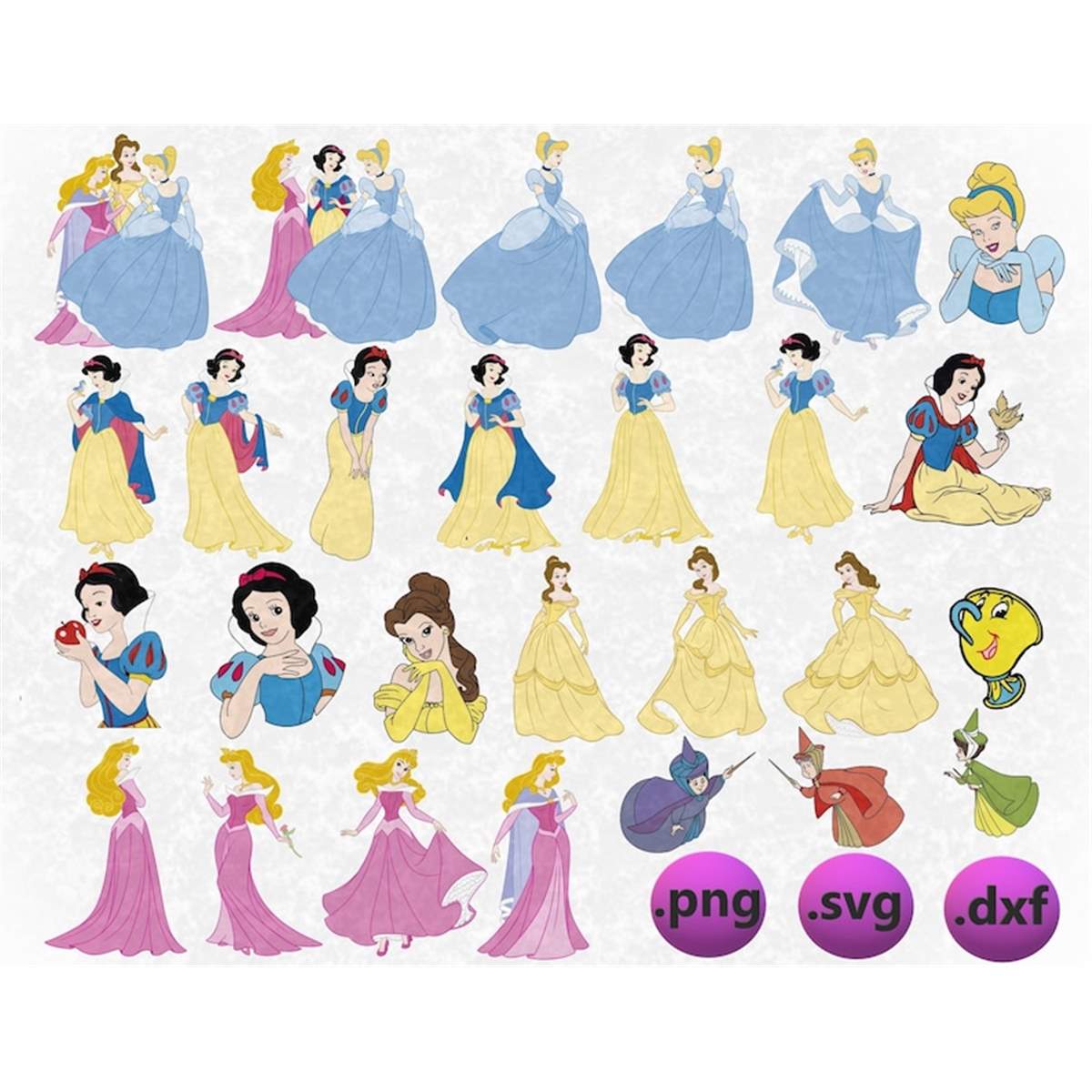 DisneyPrincess svg bundle, DisneyPrincess clipart, DisneyCha - Inspire ...