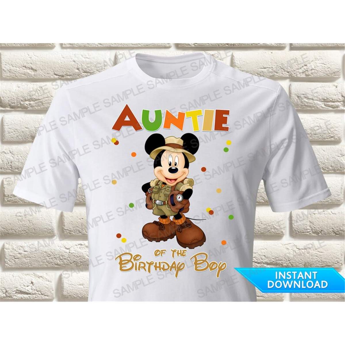 Safari Mickey Mouse Auntie of the Birthday Boy Iron On Trans | Inspire ...