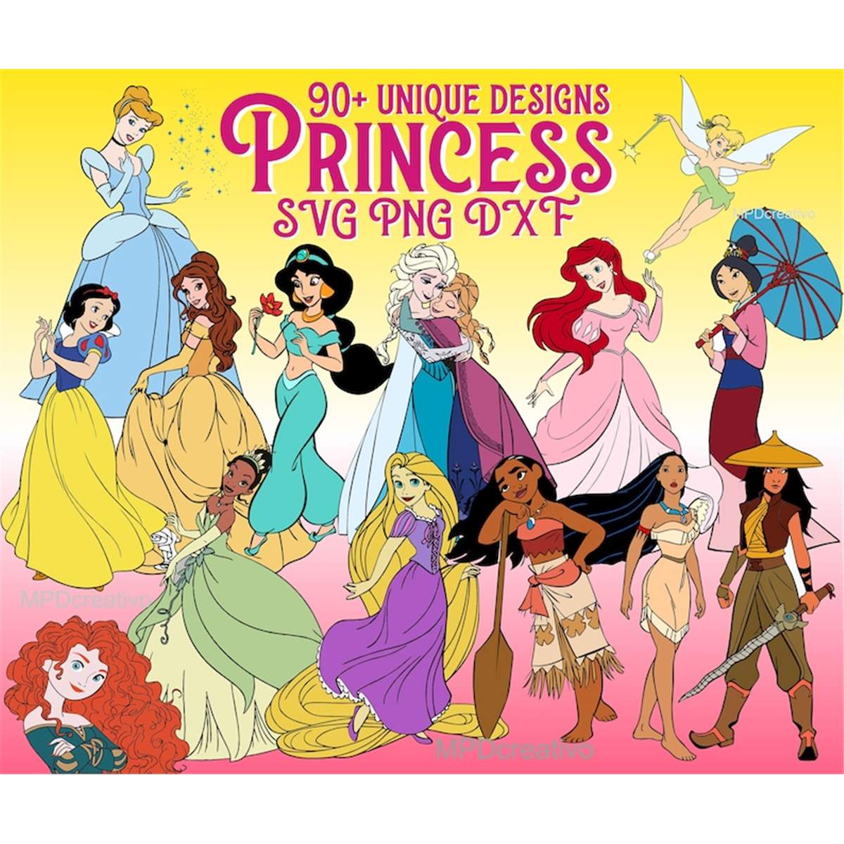 Princesses svg png dxf, Princess svg, Ariel Svg, Beauty Svg, - Inspire ...