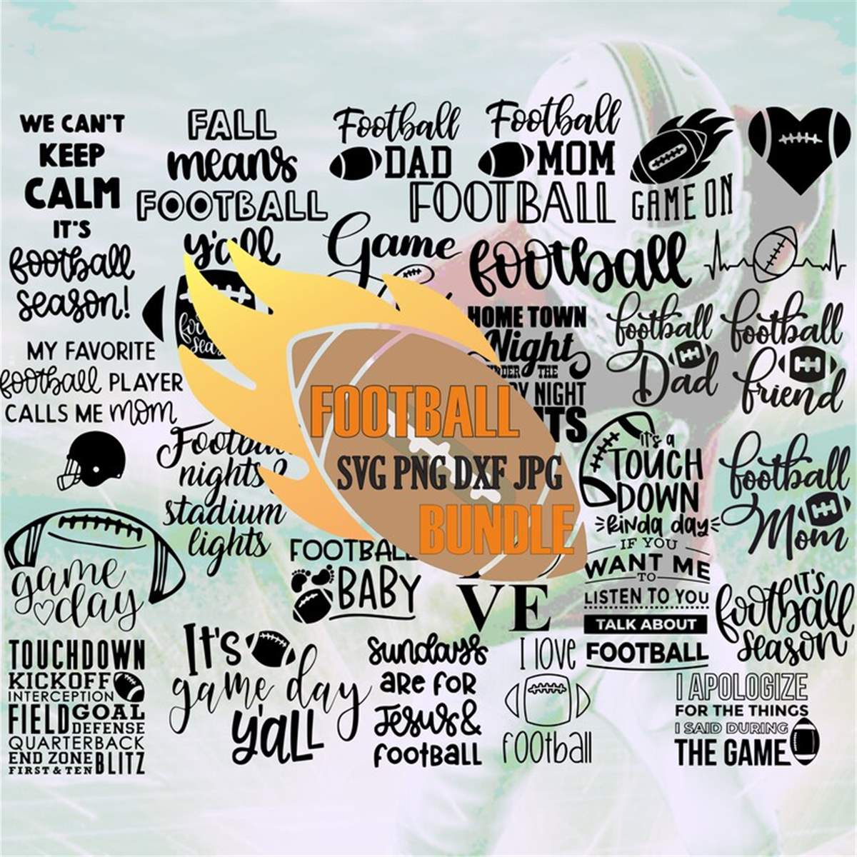 20 SVG PNG JPG DXf Instant Digital Download Football Bundle, - Inspire ...