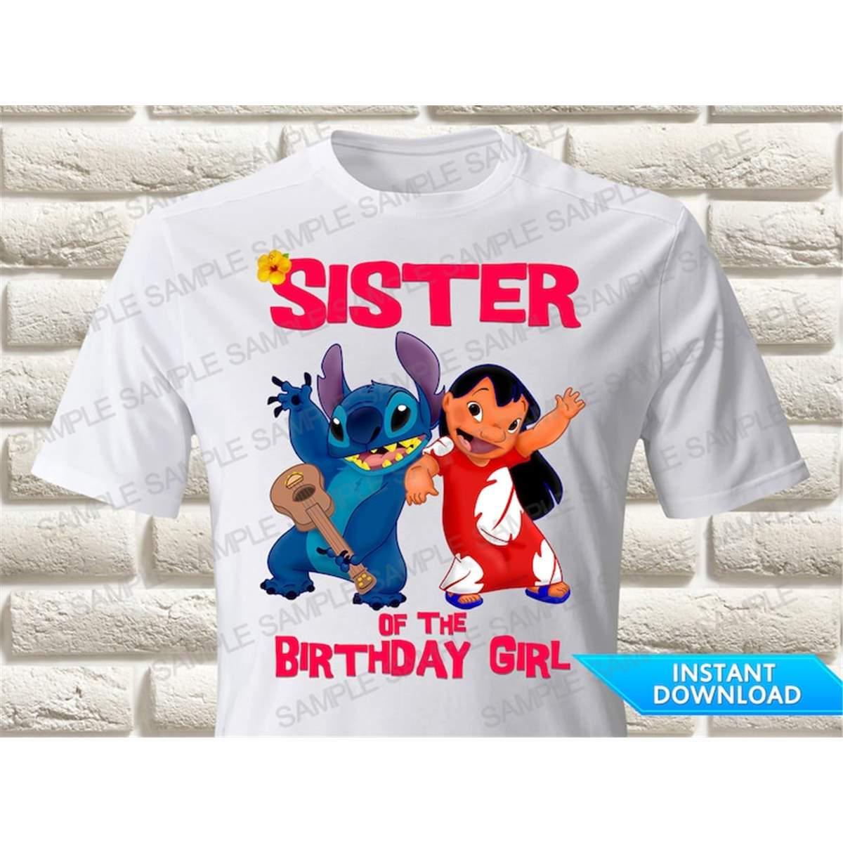 Lilo and Stitch Sister of the Birthday Girl Iron On Transfer | Inspire ...