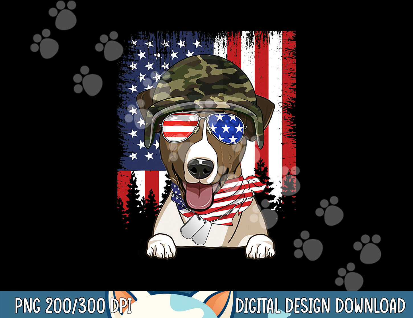 American Flag 4th of July Jack Russell Terrier Veteran Dog | Inspire Uplift