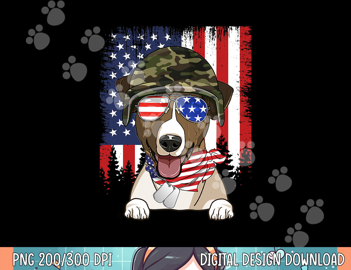 American Flag 4th of July Jack Russell Terrier Veteran Dog | Inspire Uplift
