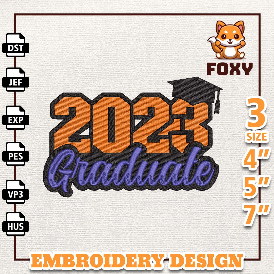 2023 Graduate Embroidery Designs, Back To School Embroidery - Inspire ...