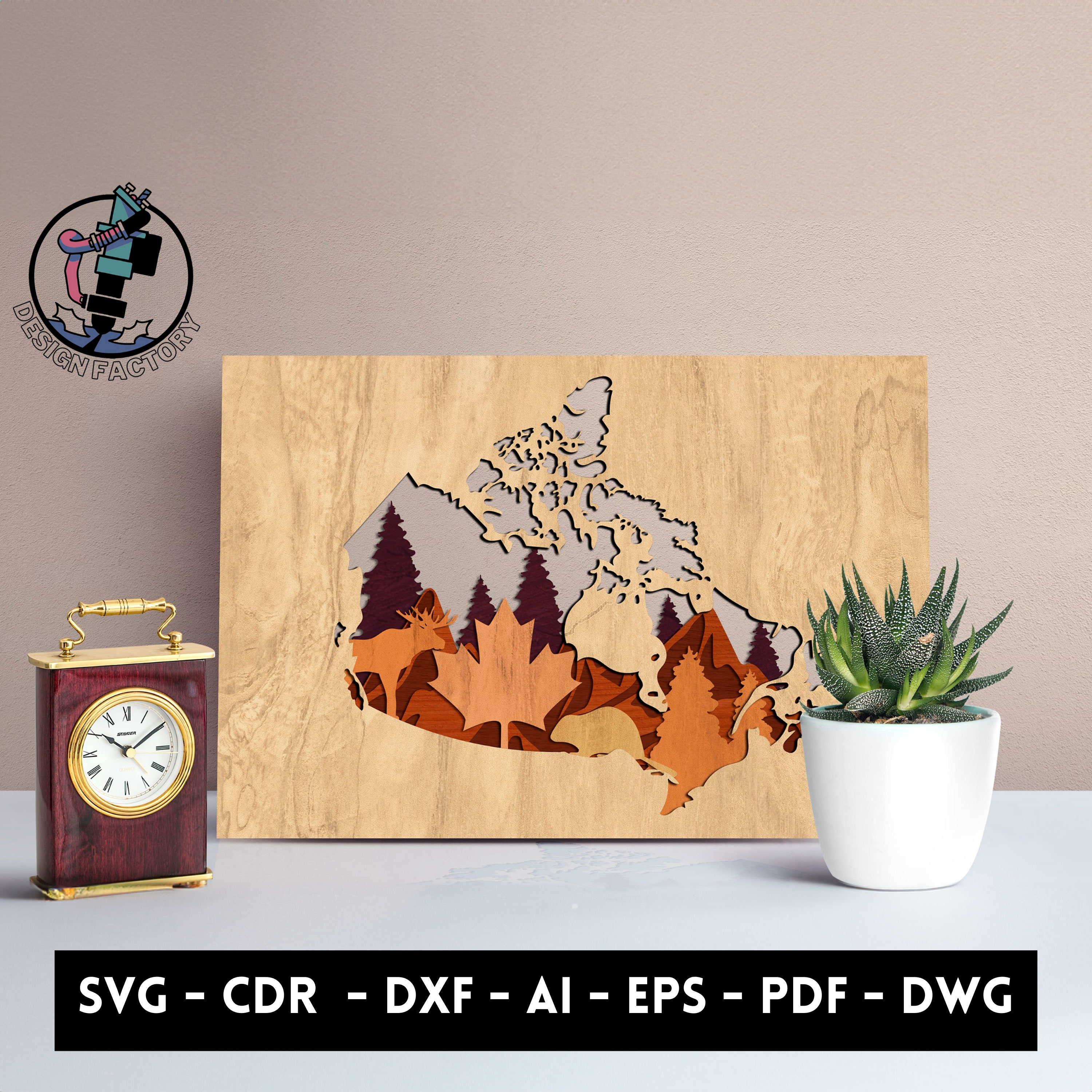 Map CANADA Multilayer Cut Template Wall Art Panel | Inspire Uplift