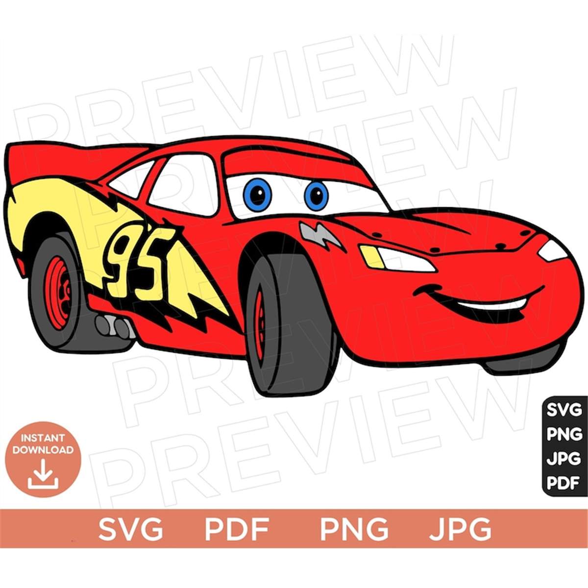 Lightning McQueen Cars Vector Svg, Cars SVG, Lightning McQue - Inspire ...