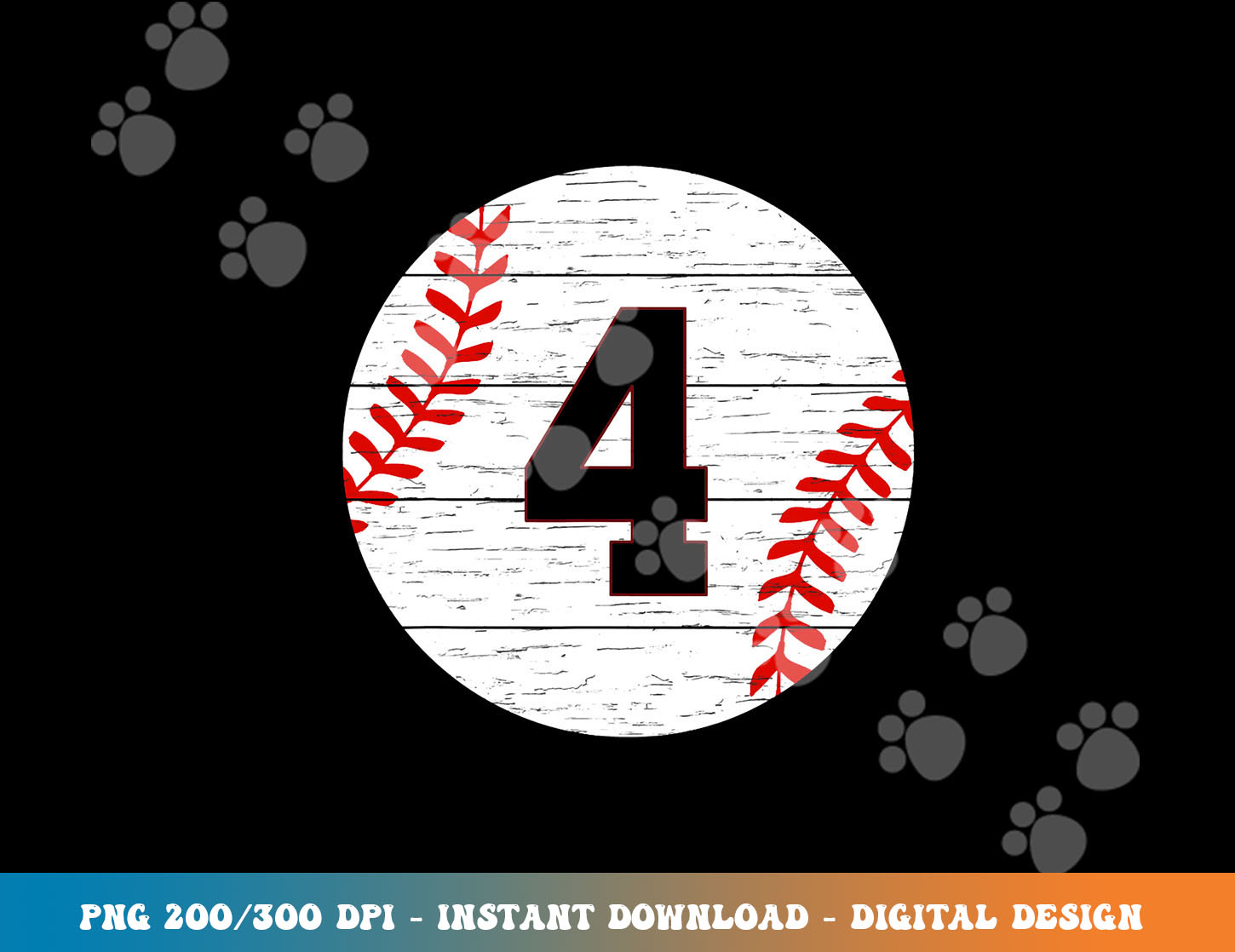 Baseball Number 4 Ball Vintage for Baseball Players Gift png | Inspire ...