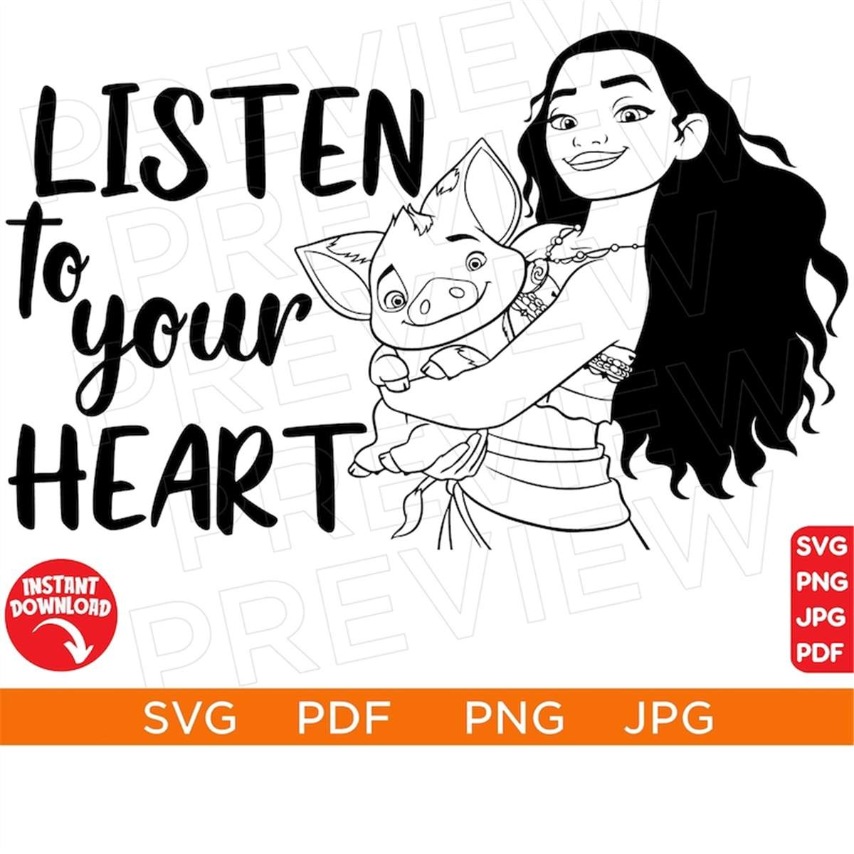 Listen to your heart Moana SVG Princess SVG Disneyworld ears - Inspire ...