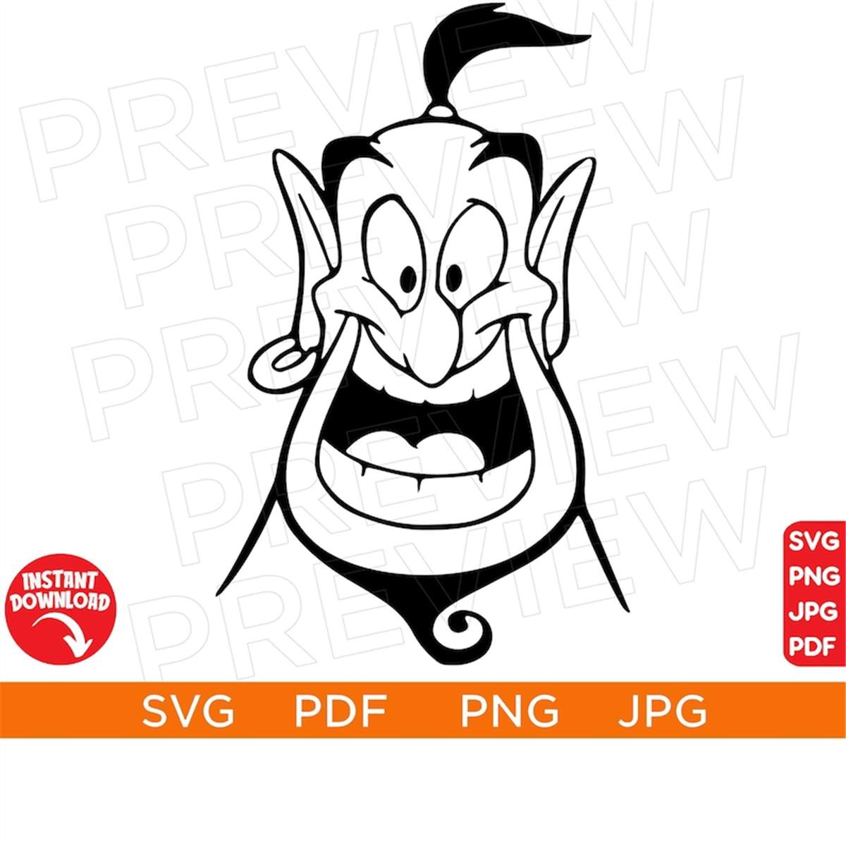 Genie in the lamp face Svg, Genie SVG Aladdin Svg Magic Lamp - Inspire ...