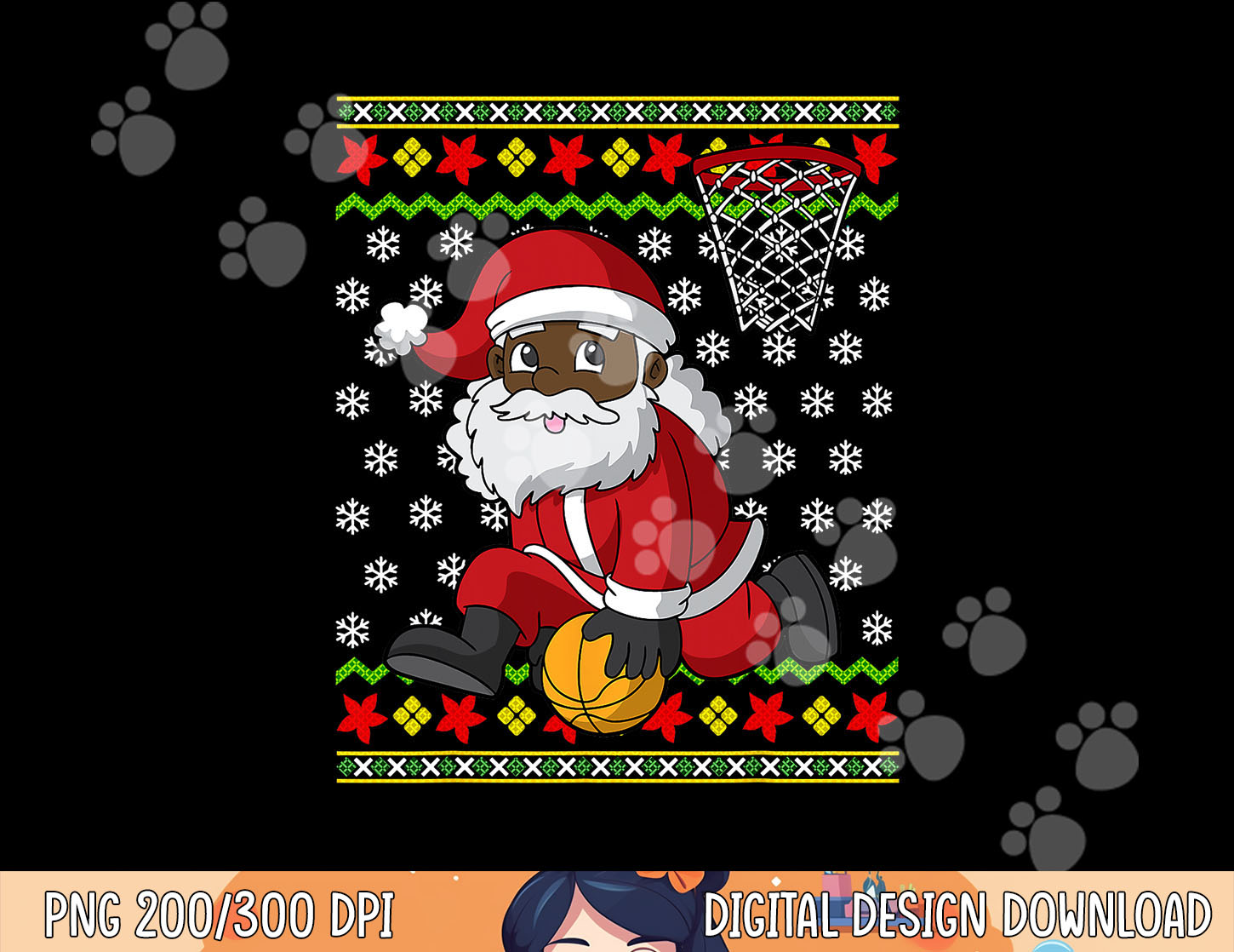 Basketball Black African American Santa Claus Slam Dunk png | Inspire ...