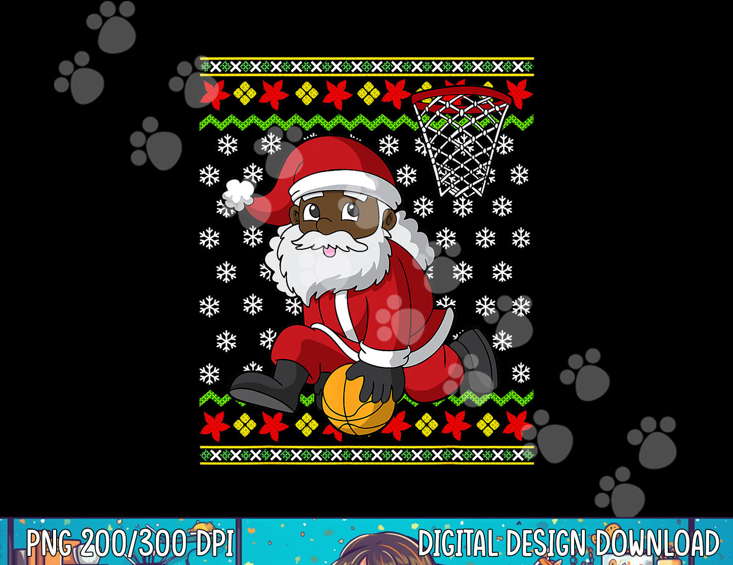 Basketball Black African American Santa Claus Slam Dunk png | Inspire ...