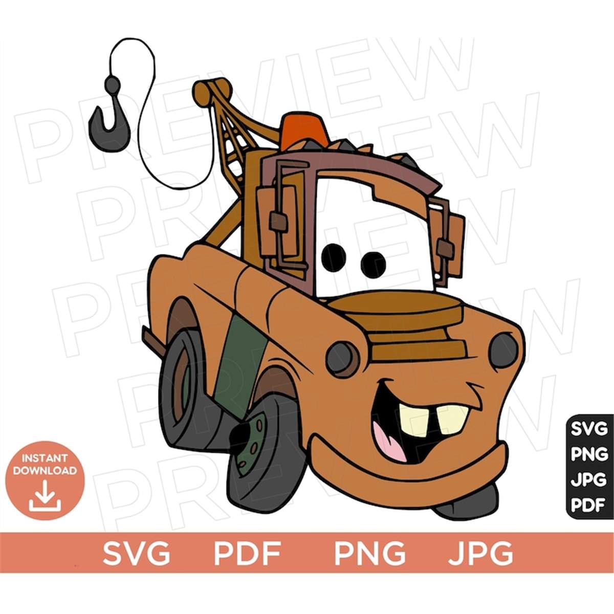 Tow Mater Vector Svg, Cars SVG, Lightning McQueen Svg, Clipa - Inspire ...