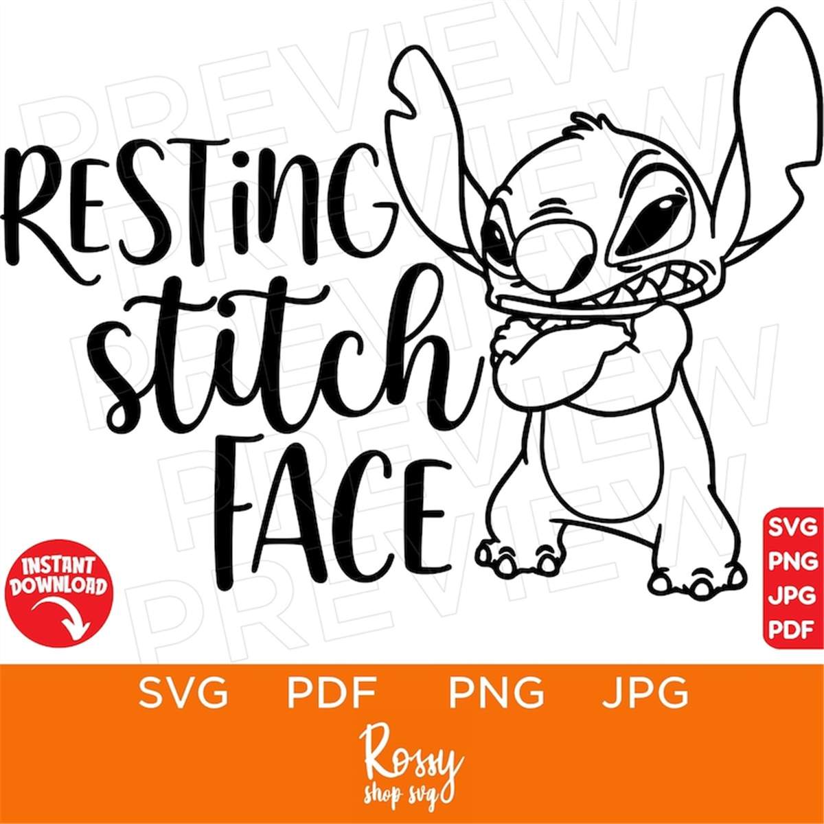 Resting Stitch Face Svg, Stitch svg Disenyland Ears svg png - Inspire Uplift