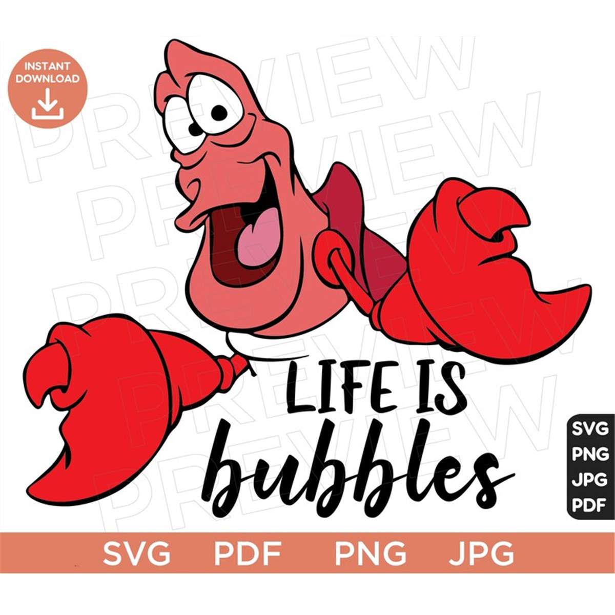 Life Is Bubbles Svg, Sebastian SVG, The Little Mermaid SVG, - Inspire ...