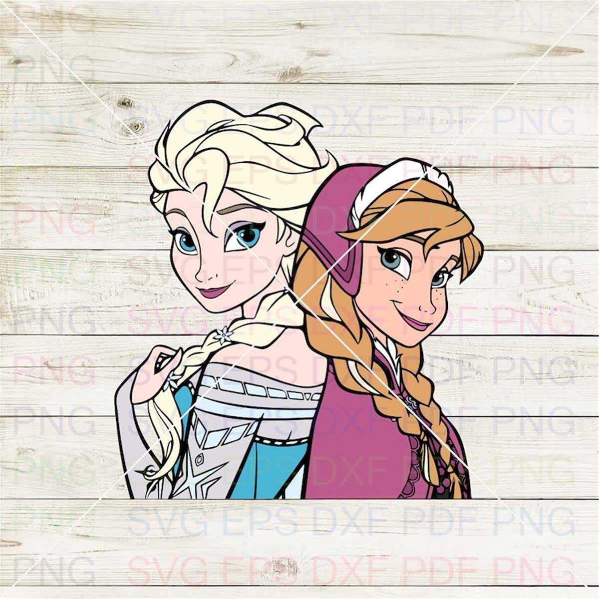 Anna And Elsa Frozen 019 Svg Dxf Eps Pdf Png, Cricut, Cuttin | Inspire ...