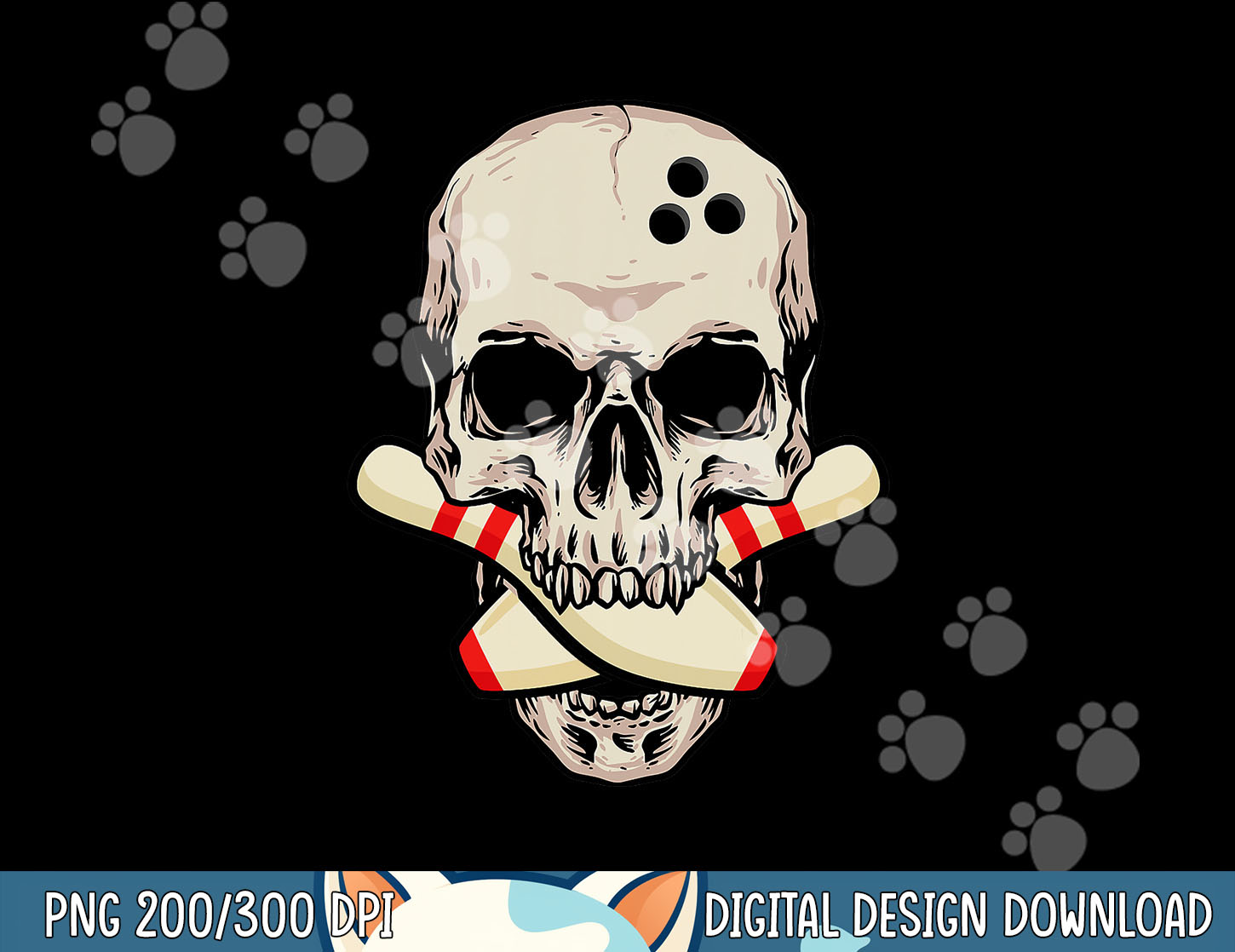 Bowling Pins Retro Skull Skeleton Head Bowling Ball png, sub | Inspire ...