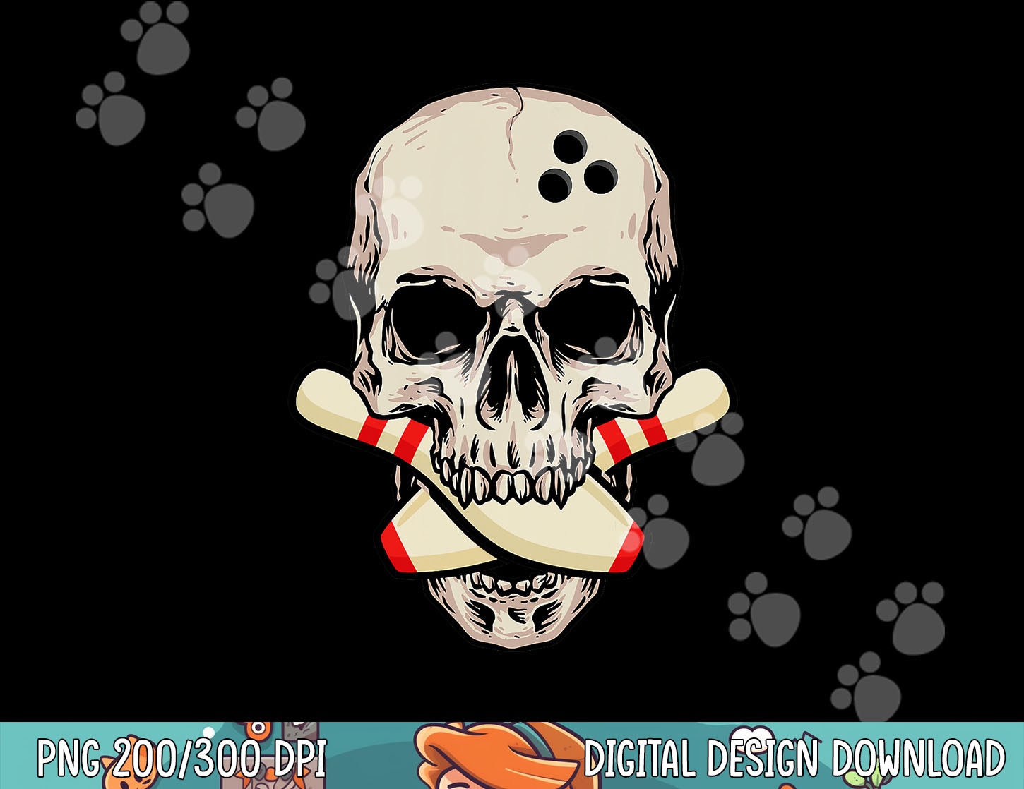 Bowling Pins Retro Skull Skeleton Head Bowling Ball png, sub | Inspire ...