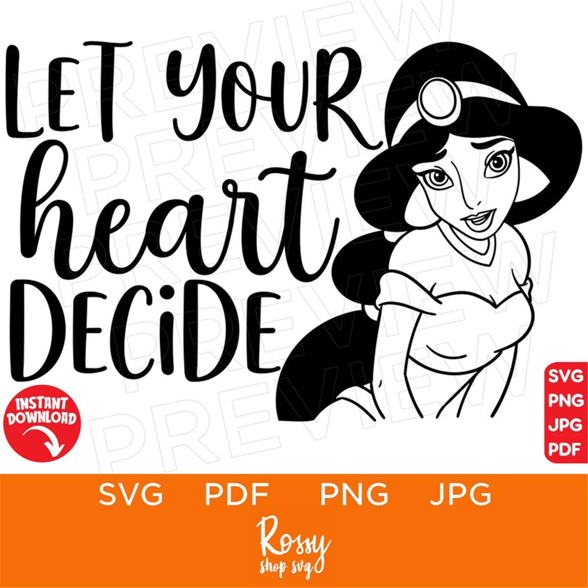 Let You Heart decide Vector, Jasmine Aladdin Disneyland Svg, - Inspire ...