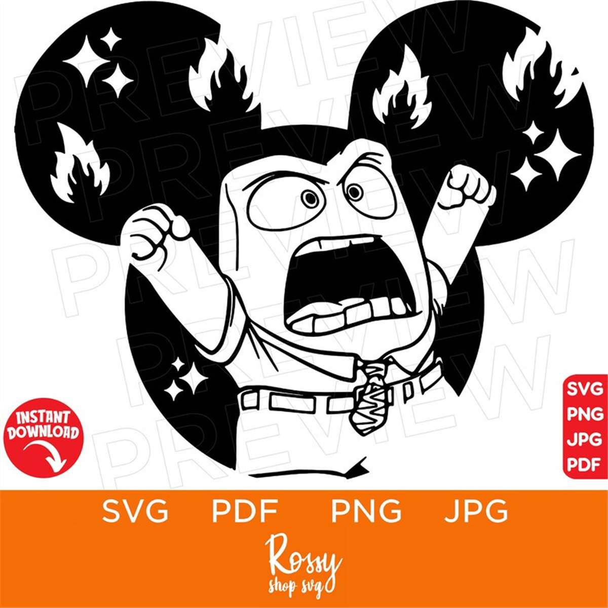 Anger Inside Out Head Disneyland Svg, Icon, Head, Digital, S - Inspire ...