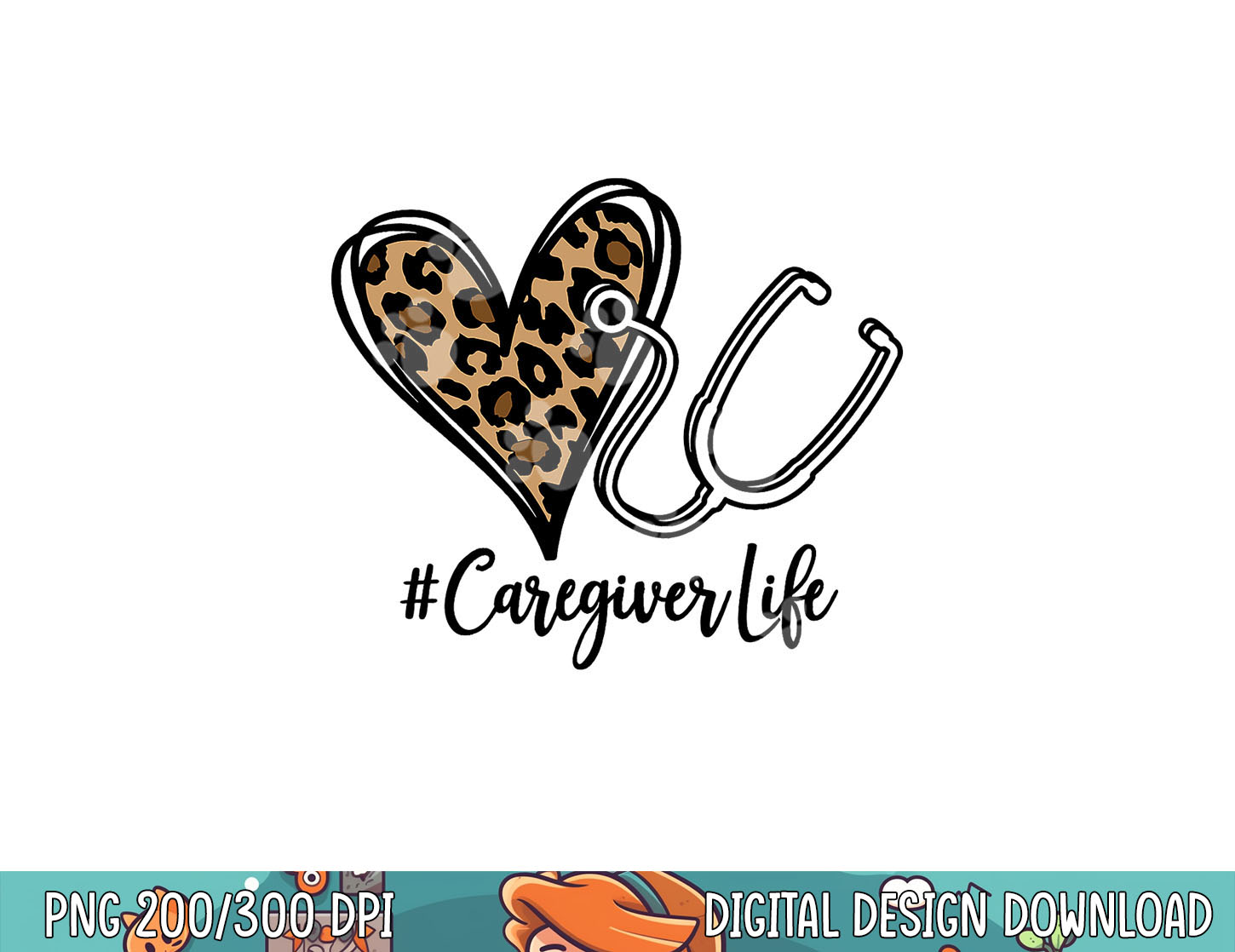 Caregiver Leopard Stethoscope png, sublimation copy | Inspire Uplift