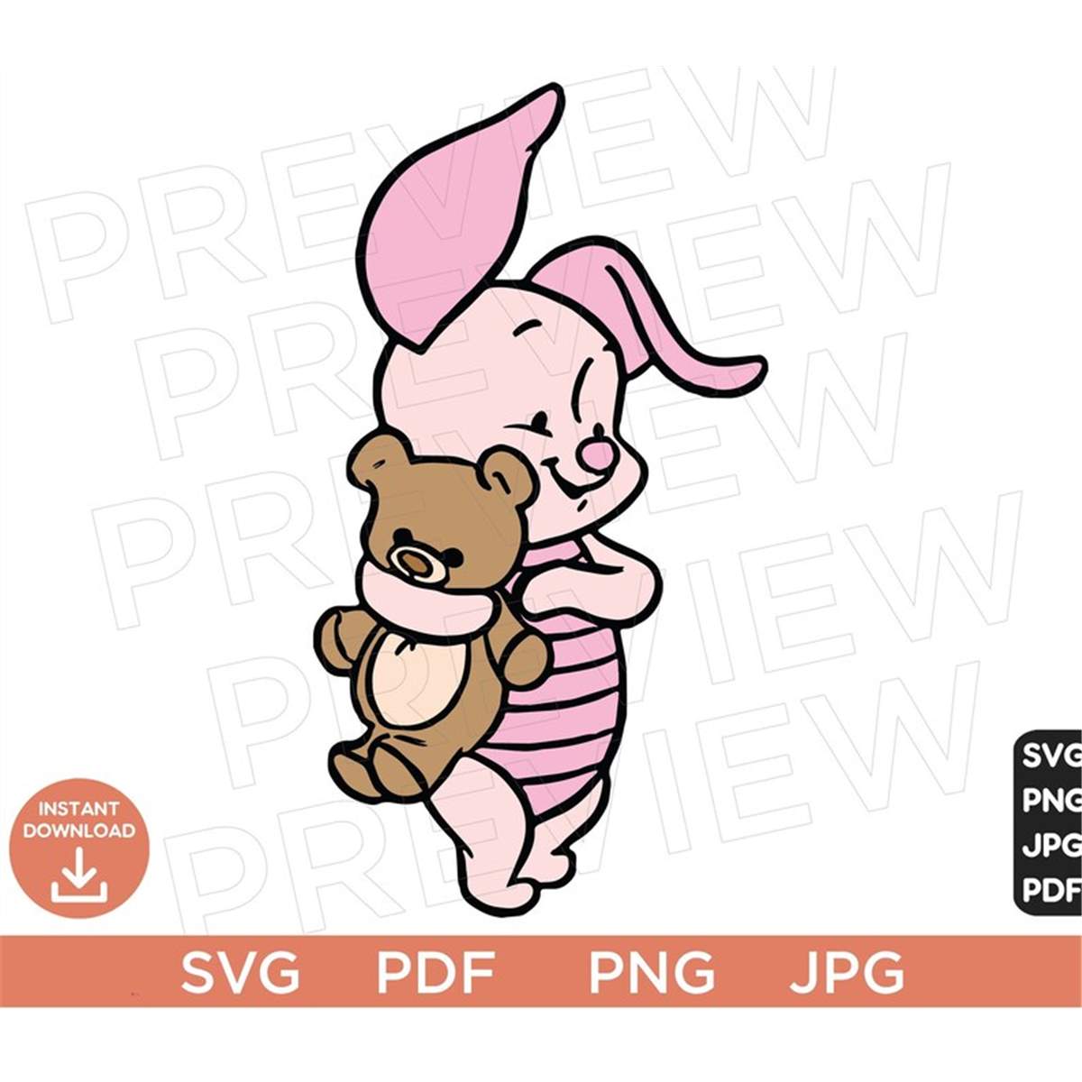 Baby Piglet Svg, Winnie Pooh SVG PNG, Pooh Svg, Bear Svg cli - Inspire ...