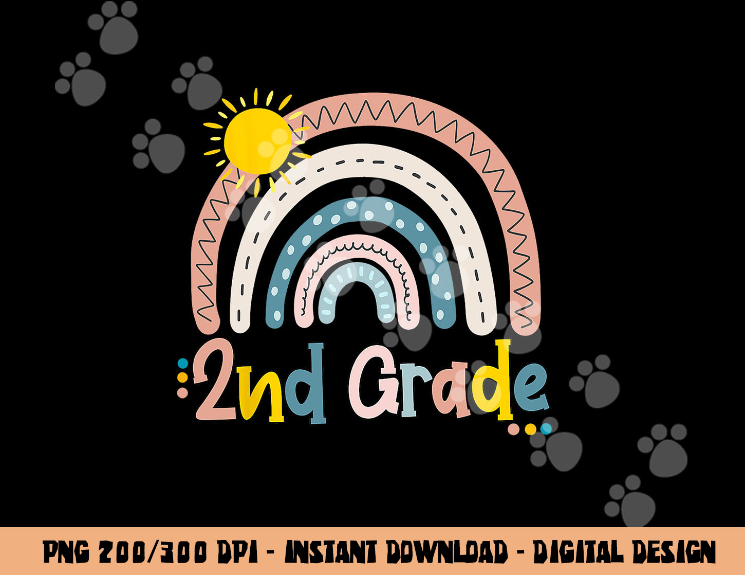 Boho Rainbow Teacher 2nd Grade png, sublimation copy | Inspire Uplift