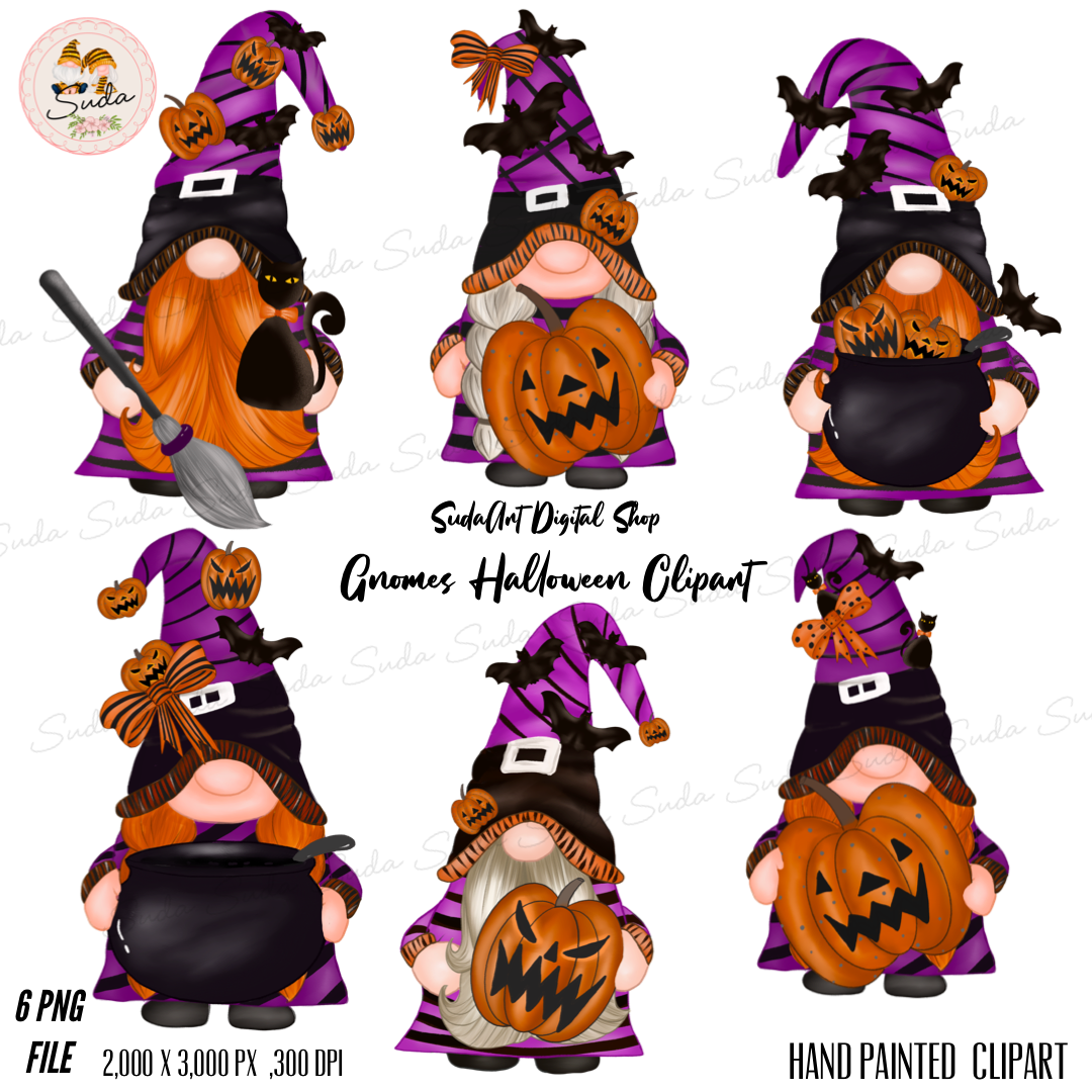 Gnome Halloween Digital Clipart,Halloween Download,Hand Draw | Inspire ...