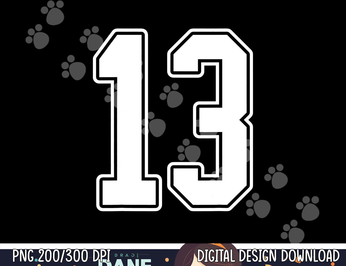 13 White Outline Number 13 Sports Fan Jersey Style png, subl - Inspire ...