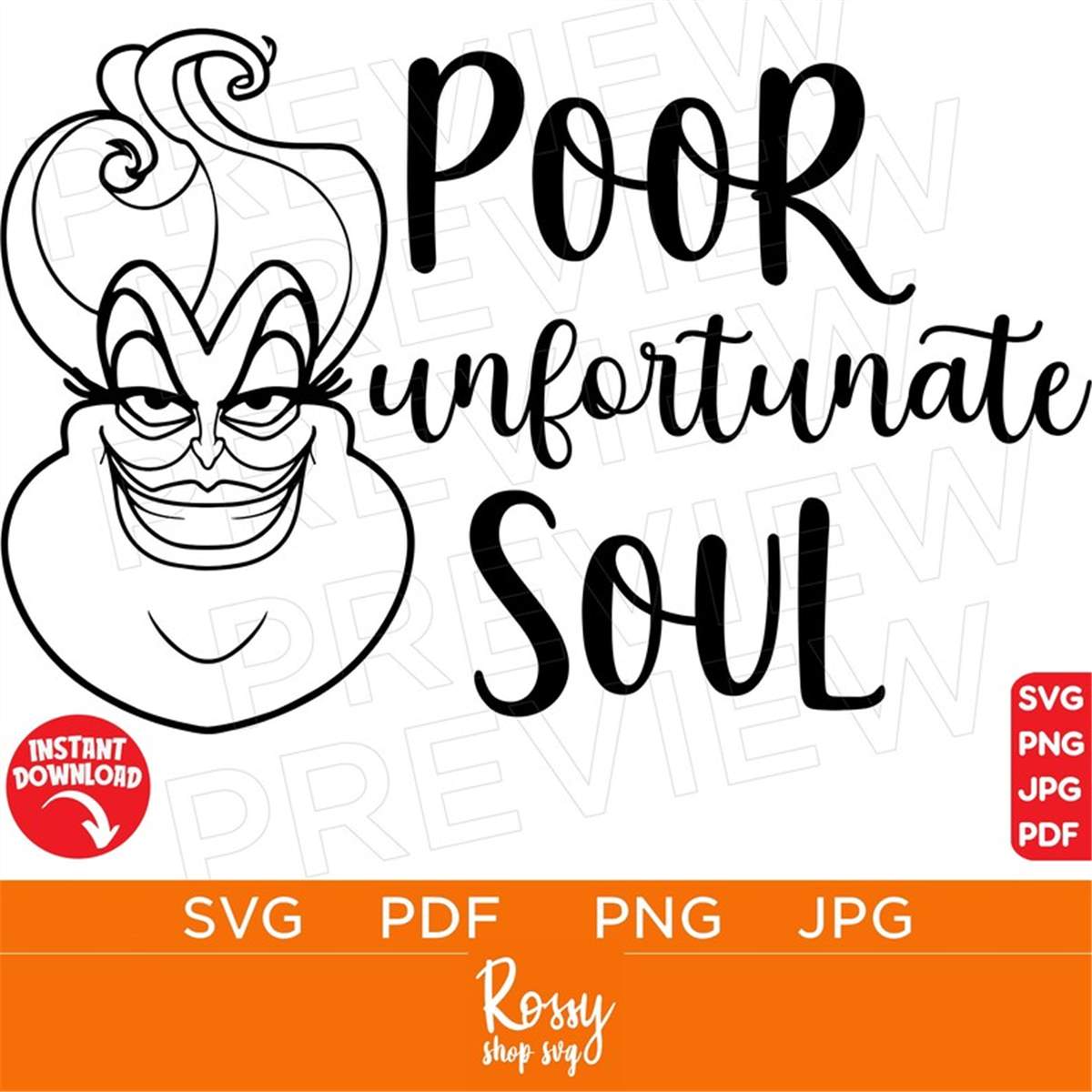Poor Unfortunate Soul Ursula SVG, Villains Disneyland Ears S - Inspire ...