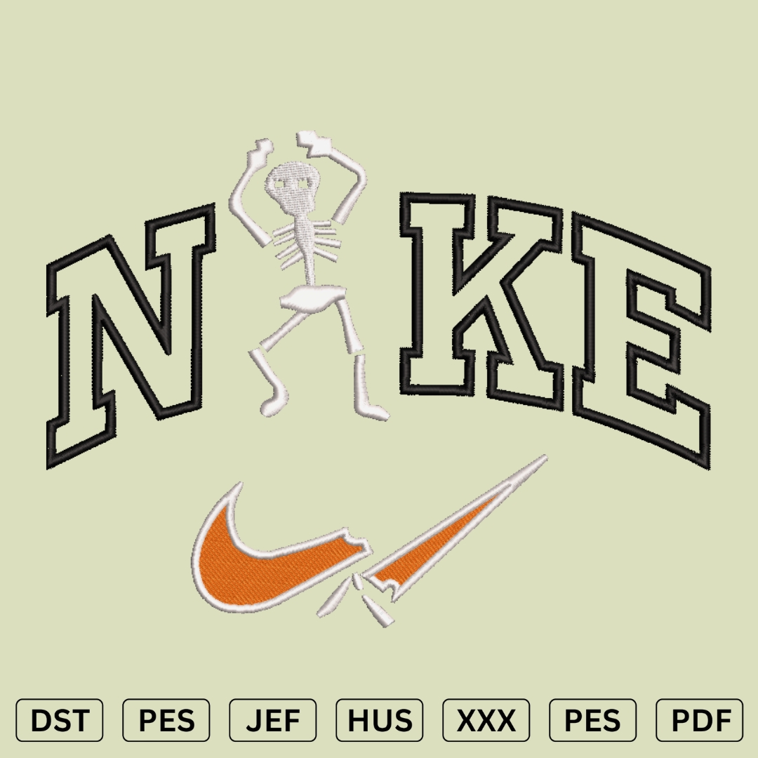Nike Skelton Machine Embroidery Design - DST, PES, JEF - Inspire Uplift