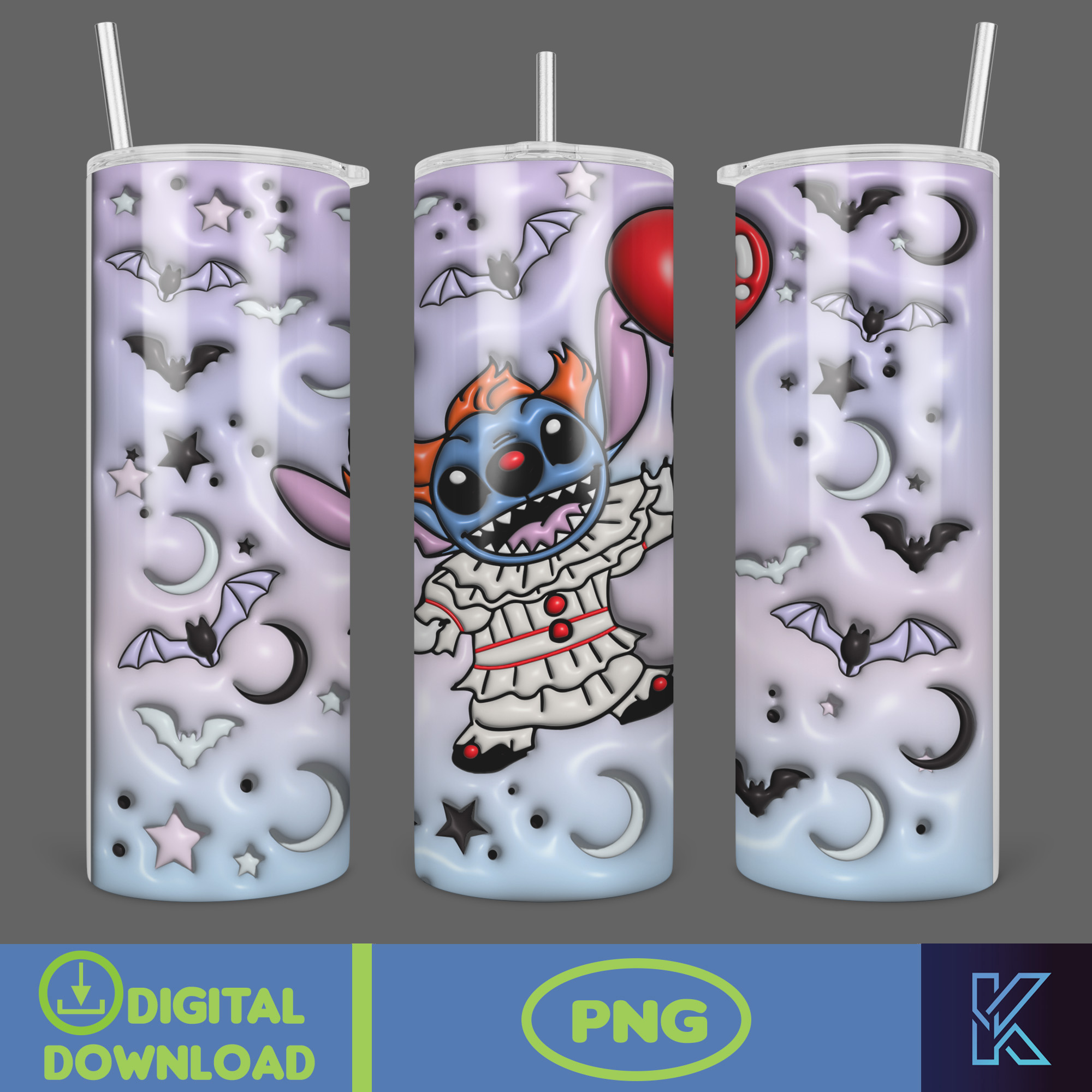 Stitch 3D Inflated Halloween Cartoon Characters 20 Oz Skinny | Inspire ...