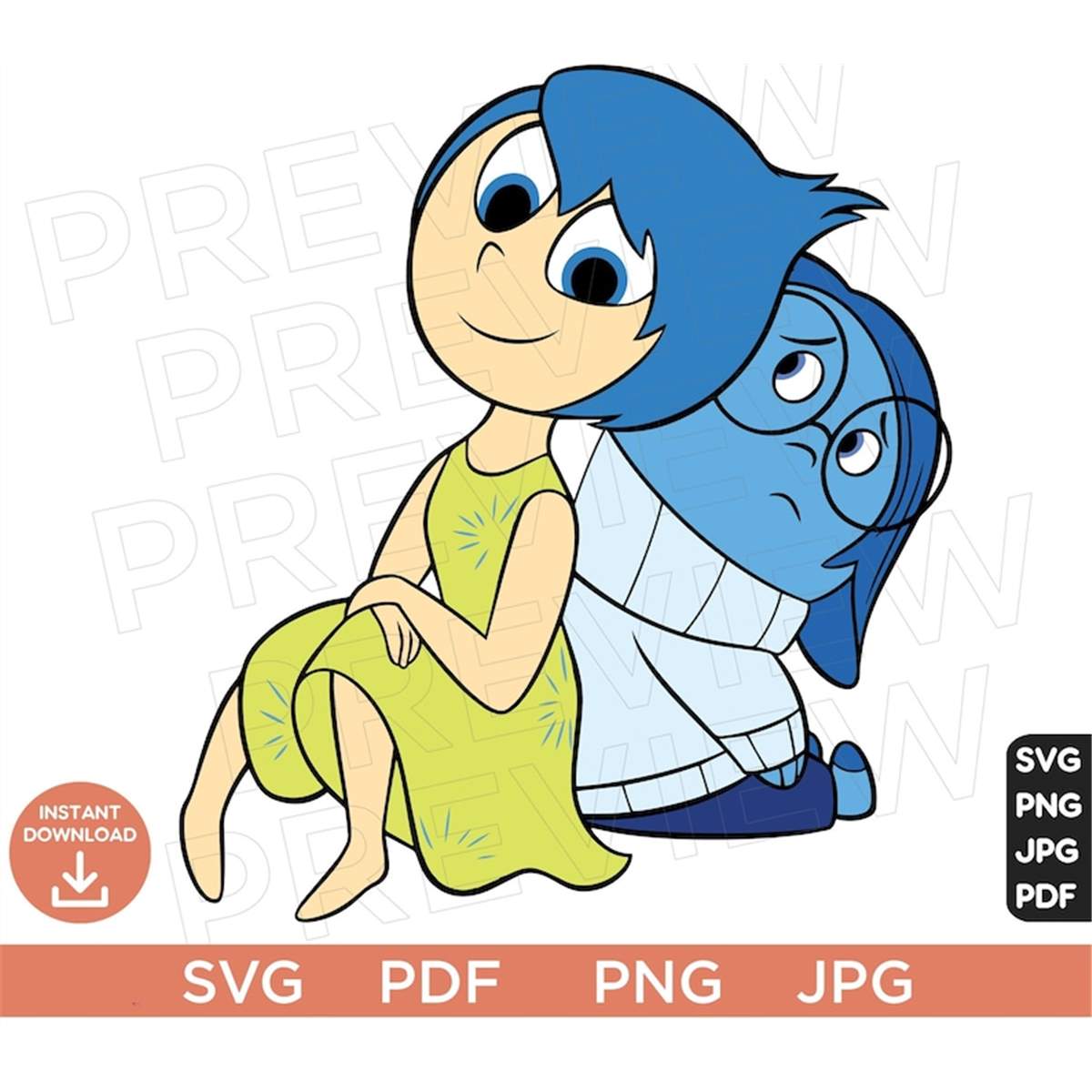 Inside out SVG , Joy and Sadness svg , Disneyland Ears Clipa - Inspire ...