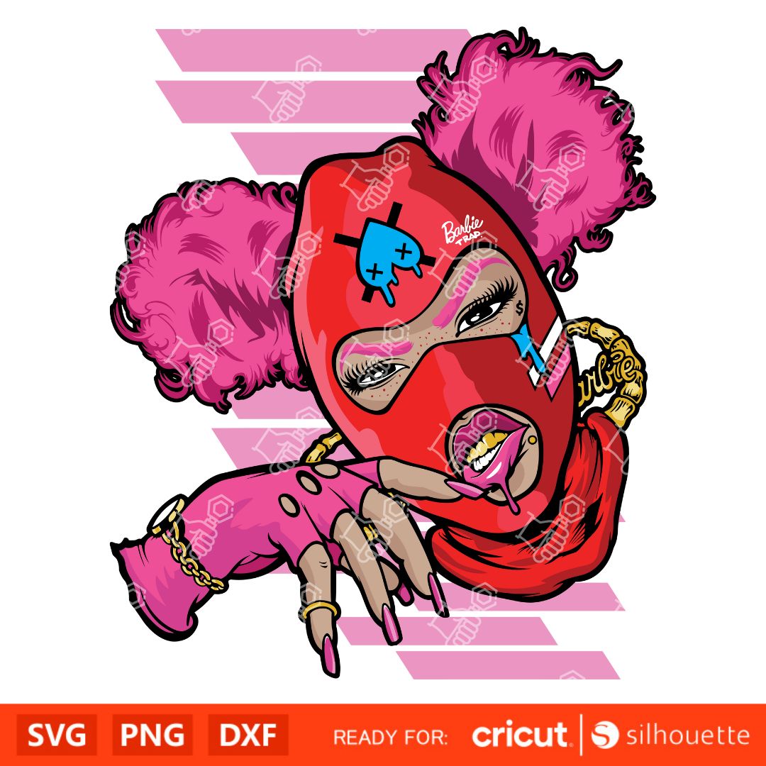 Barbie in the bando, Pink Doll Svg, Layered SVG files - Inspire Uplift