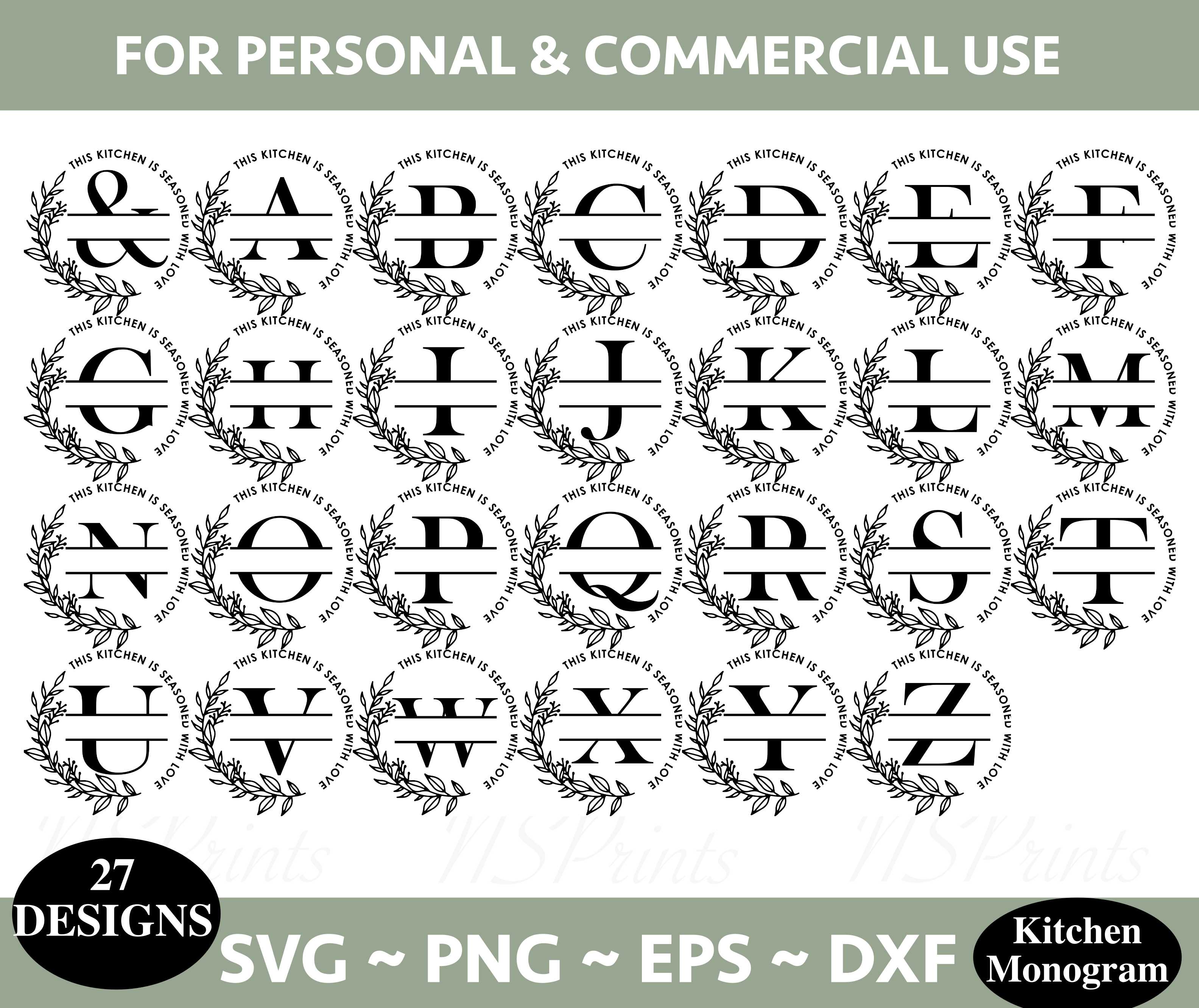 Kitchen Monogram Svg Bundle, Pot Holder Svg, Kitchen Svg, Fl | Inspire ...